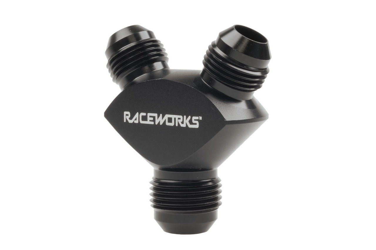 Raceworks AN-10 to 2x AN-8 Male Flare Y Block – T.I. Performance