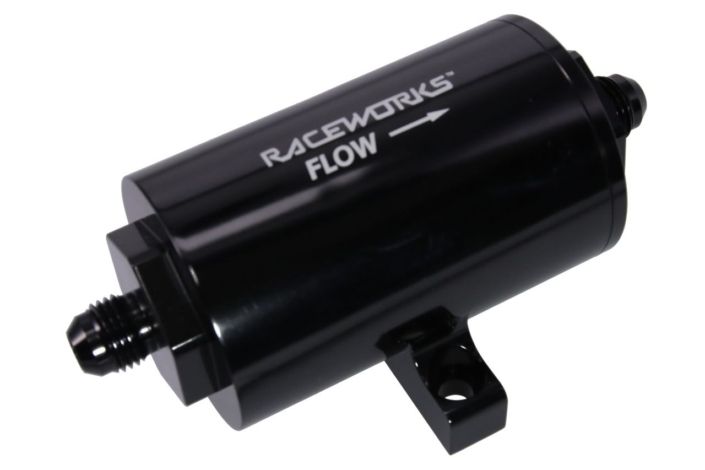 Raceworks 40 Micron Billet Inline Fuel Filter with Integrated Mount AN ...