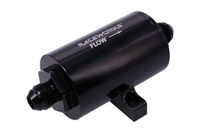 Raceworks 10 Micron Billet Inline Fuel Filter with Integrated Mount AN ...