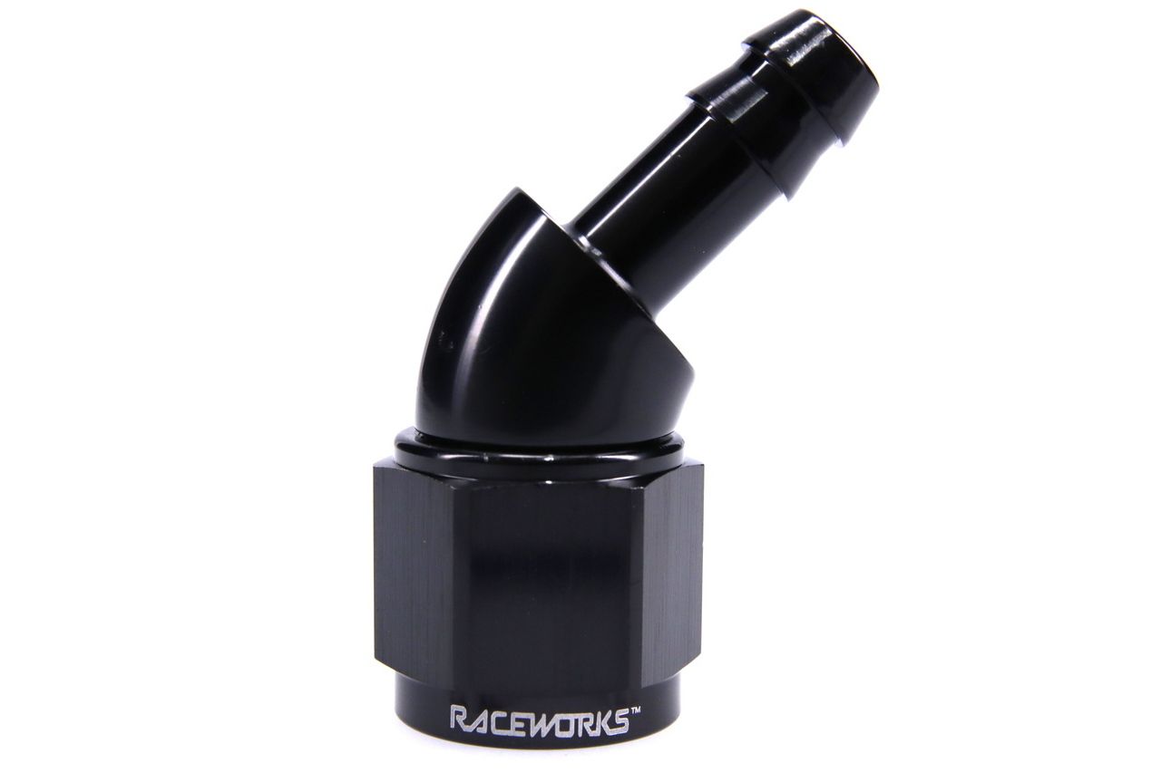 Raceworks AN-8 45 degree Female Swivel to 3/8″ Barb – T.I. Performance