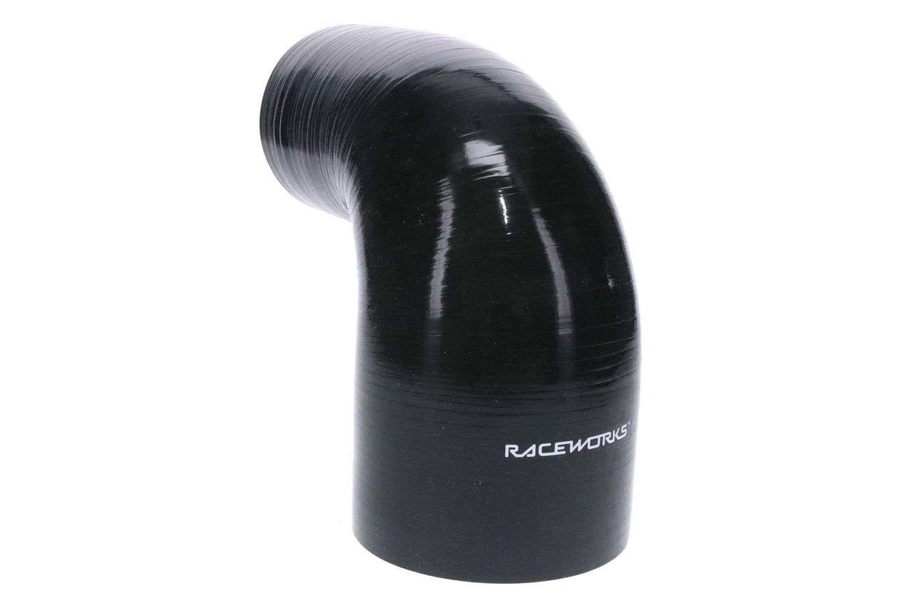 Raceworks 3-3.75″ / 76-95mm 90 degree Silicone Reducer Elbow – Black ...