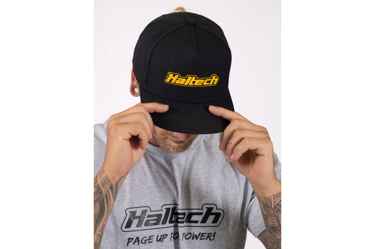 Haltech Snapback Cap Black with Yellow Logo – T.I. Performance