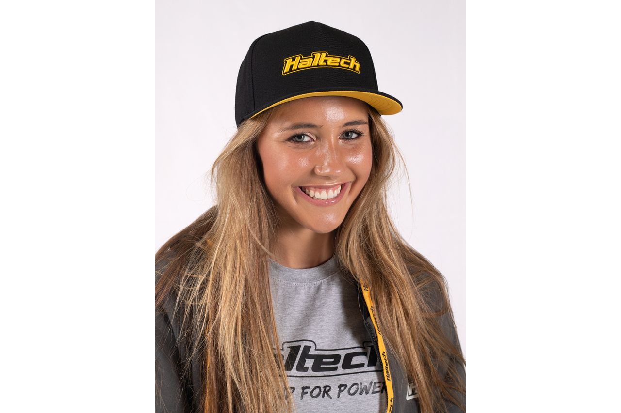 Haltech Snapback Cap Black with Yellow Logo – T.I. Performance