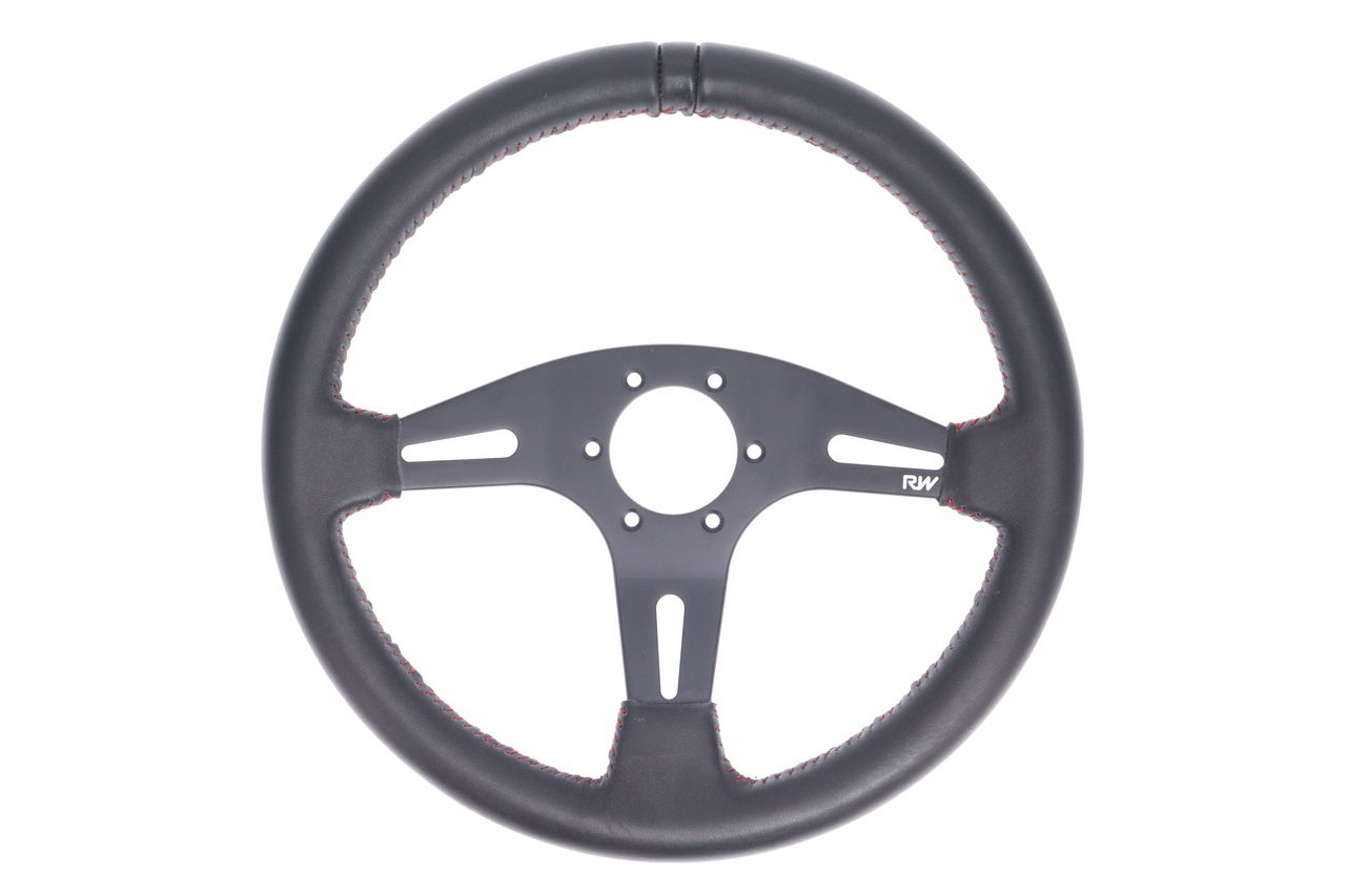 Raceworks Leather Steering Wheel – Black with Red Stitching – T.I ...