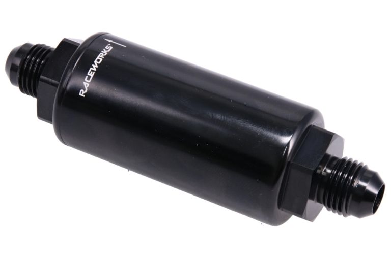 Raceworks 40 Micron Mini Billet Inline Fuel Filter with Integrated ...