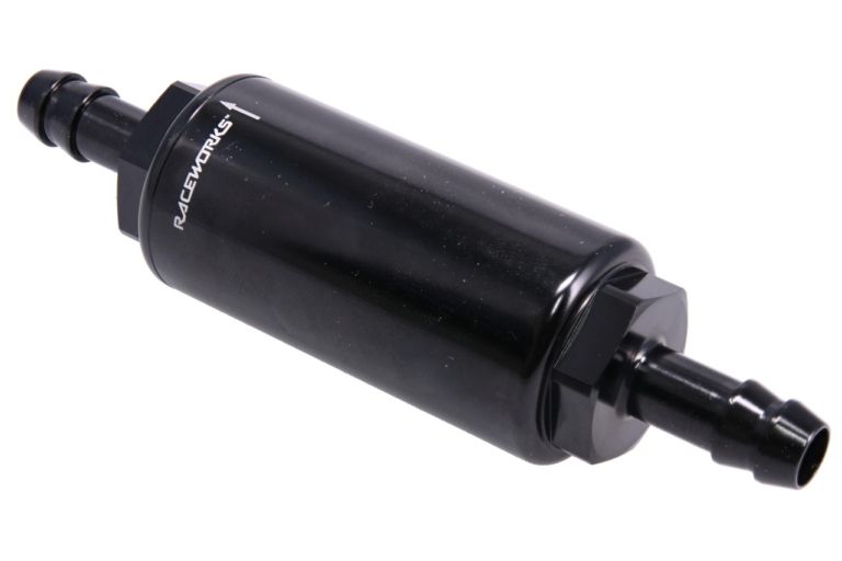 Raceworks 10 Micron Mini Billet Inline Fuel Filter 3/8″ Barb – T.I ...