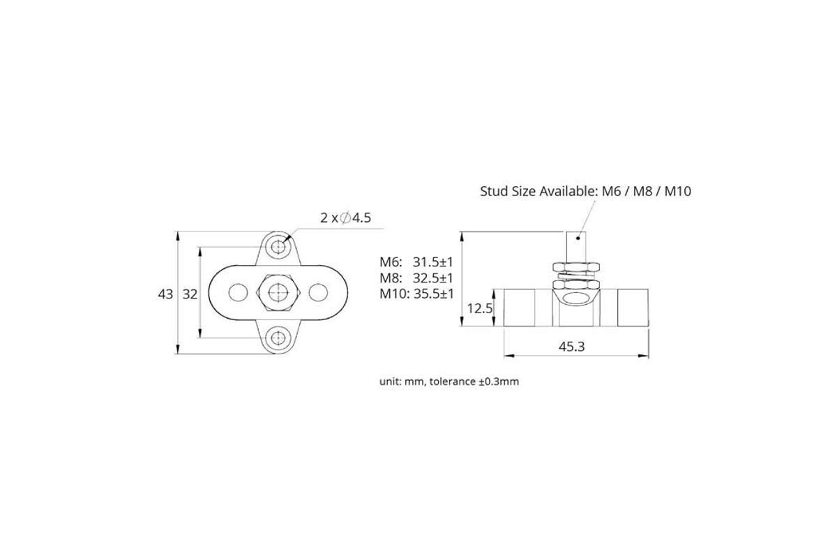 LV Automotive M8 x 32.5mm Red Power Post 200A – T.I. Performance