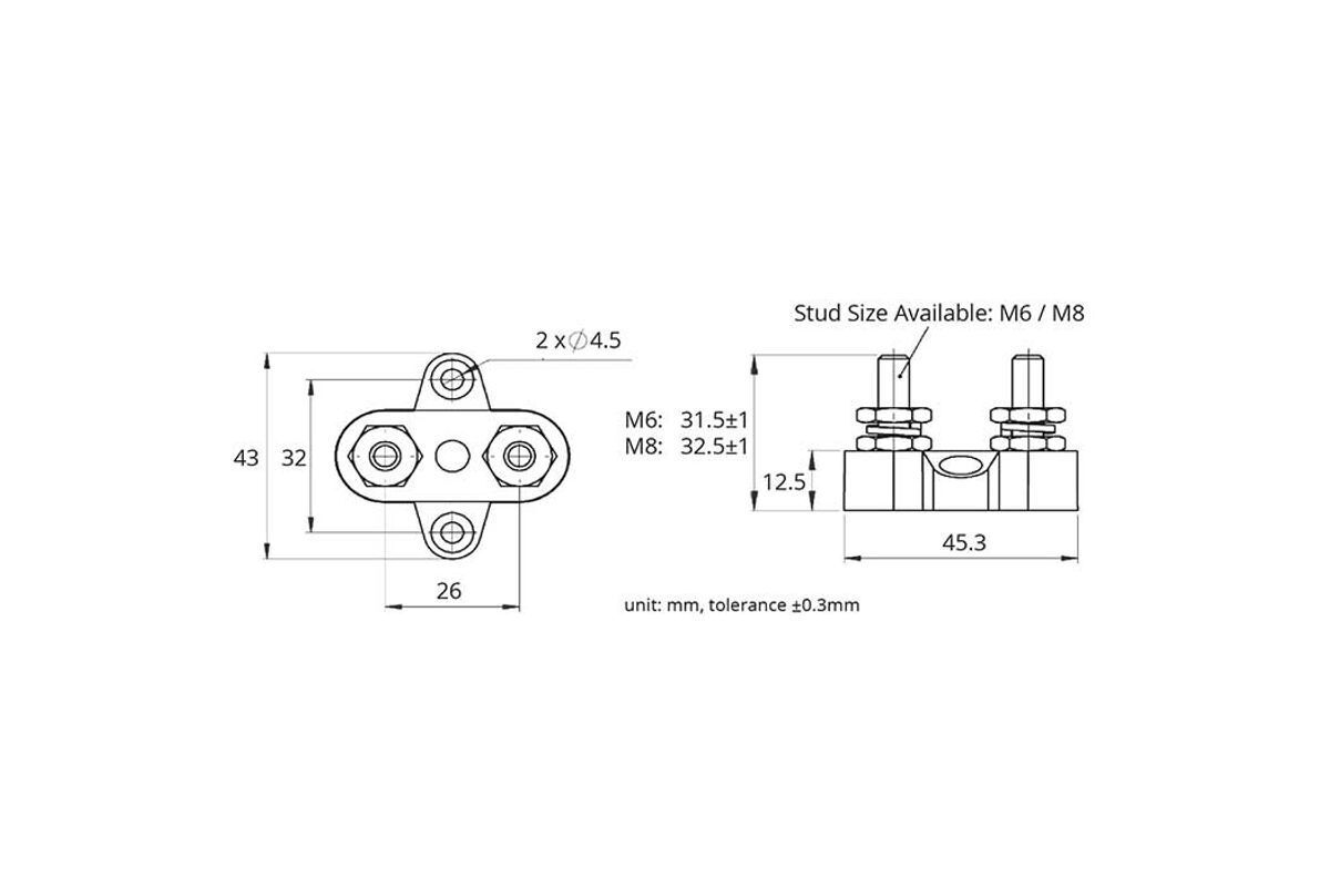 LV Automotive M8 x 32.5mm Red Twin Power Post 200A – T.I. Performance